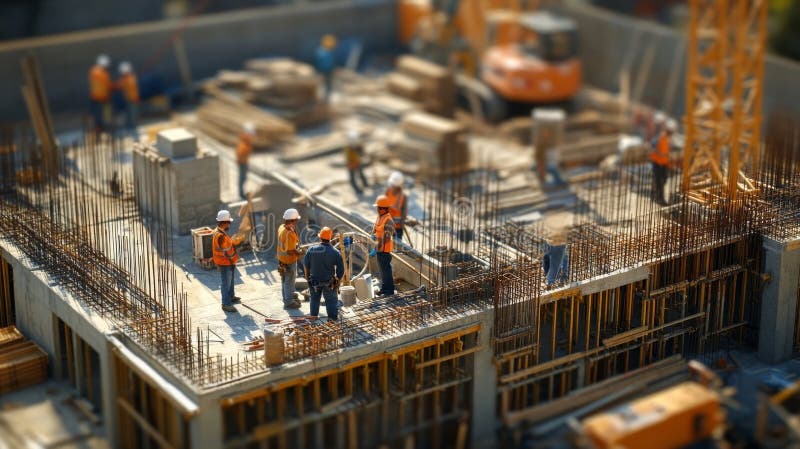 Diverse Group of Engineers Collaborating on Construction Project Stock ...