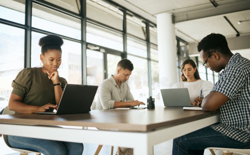 Diverse Group of Entrepreneurs Business People Working on Laptops and ...