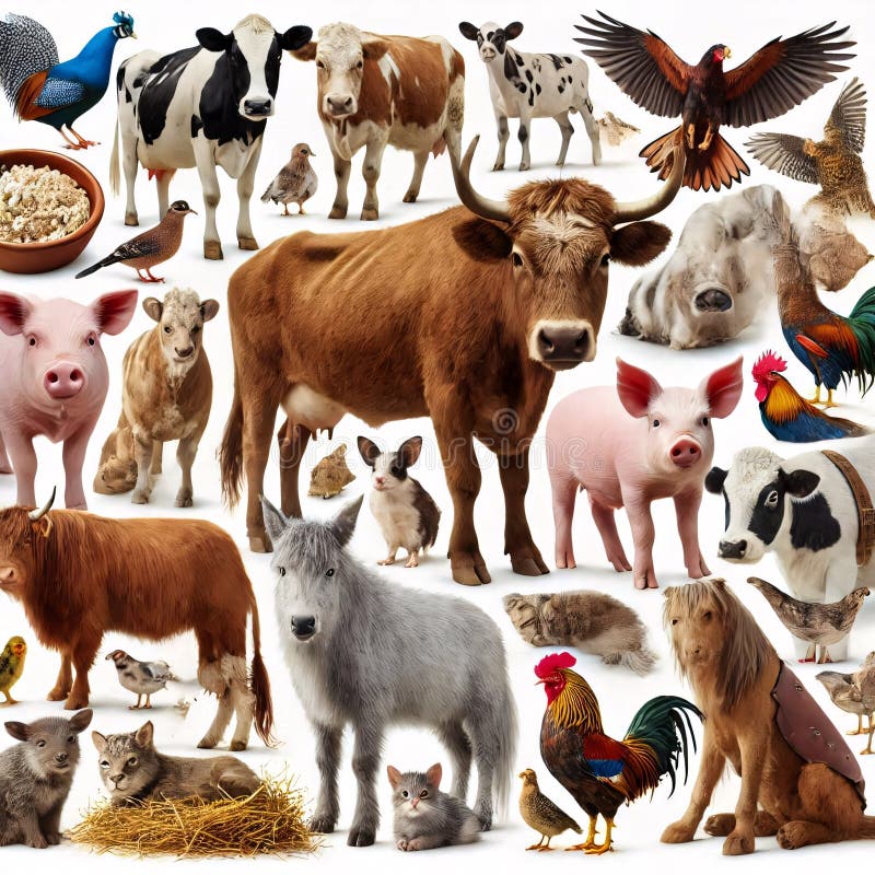 Diverse Group of Farm Animals and Birds Generative for AI Stock ...