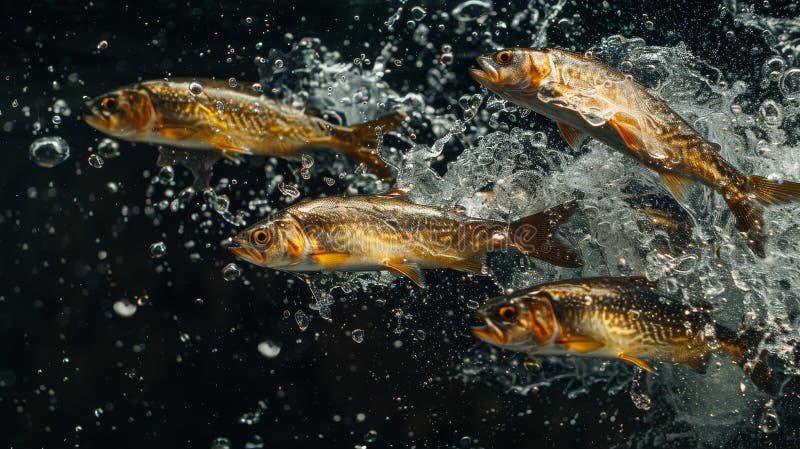 A Diverse Group of Fish, Including Herring, Swim Together in a Body of ...