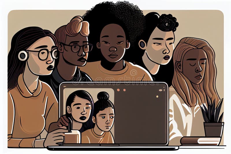 A Diverse Group of Friends or Colleagues in a Video Conference on ...