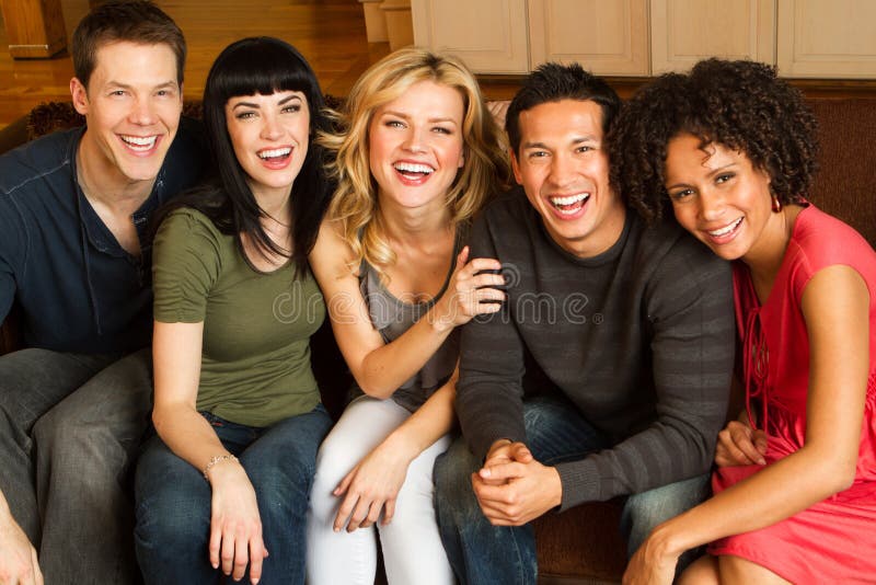 Diverse Group of Friends Talking and Laughing. Stock Image - Image of ...
