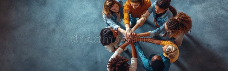 A Diverse Group is Gathering, Placing Hands Together in a Circle Stock ...