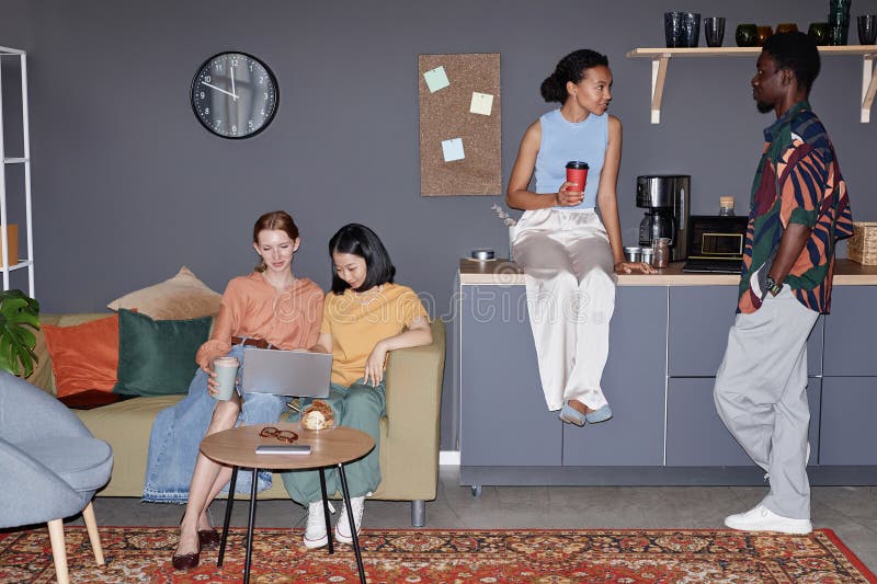 Diverse Group of Gen Z Young People Relaxing with Flash Stock Image ...