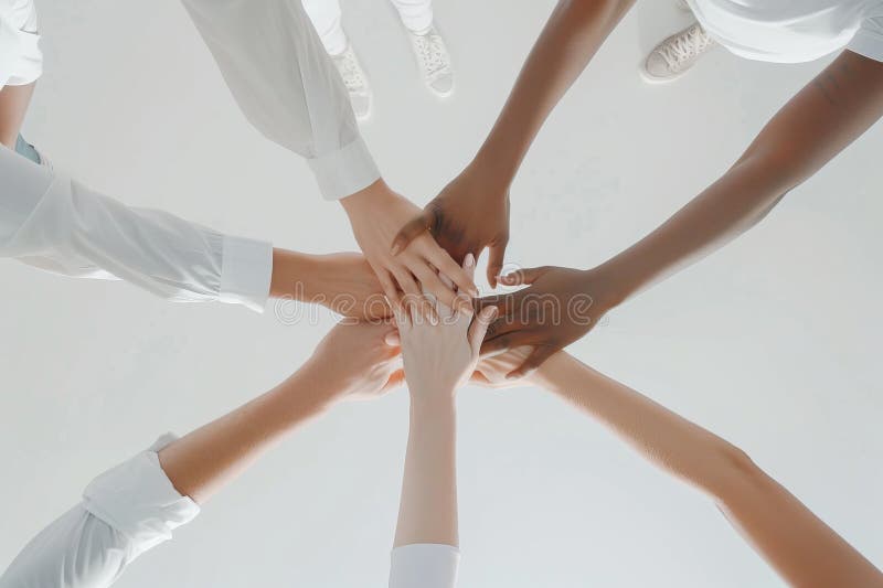 A Diverse Group of Hands Joined Together in Unity and Teamwork. the ...