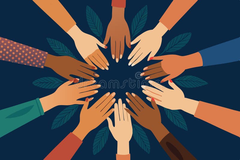 A Diverse Group of Hands Joining Together in a Circle Symbolizing Unity ...