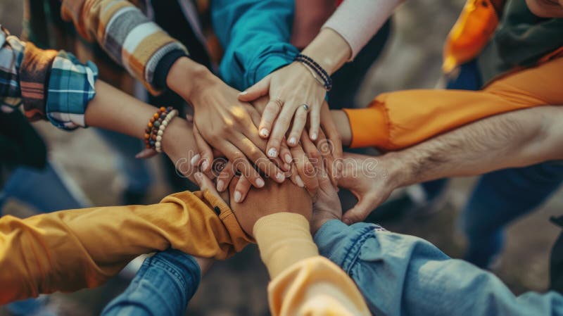 A Diverse Group of Hands Joins Together in Unity and Teamwork, Creating ...