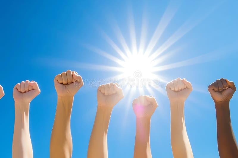 A Diverse Group of Hands Raised in Unity, AI Generated Stock ...