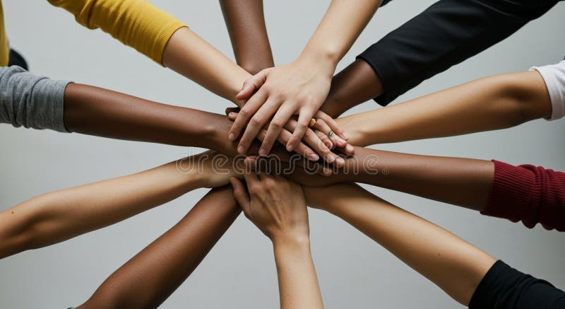 Hands Piled Together Representing Unity and Collaboration Stock ...