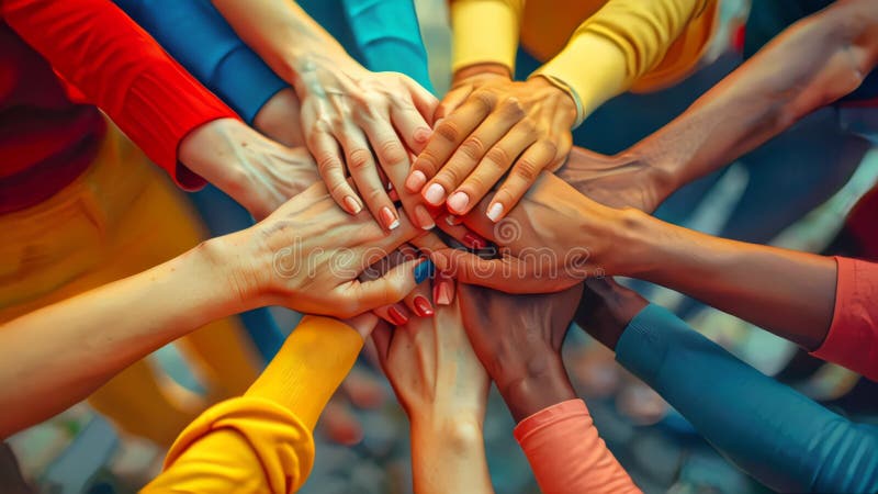 A Diverse Group of Hands Stacked Together, Symbolizing Unity and ...