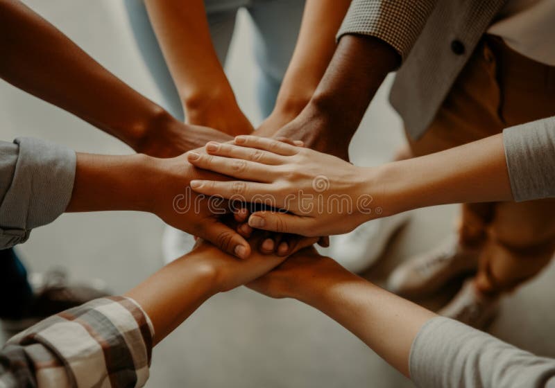 Diverse Group Hands Together Show Unity and Teamwork Stock Image ...
