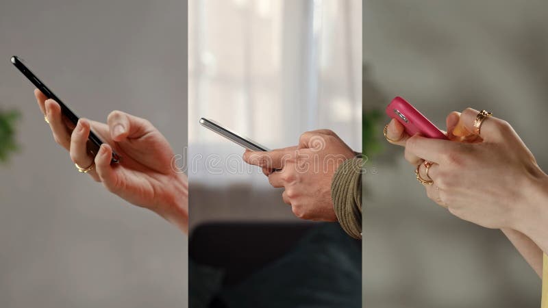 Diverse Group of Hands Using Smartphones for Communication Stock Image ...