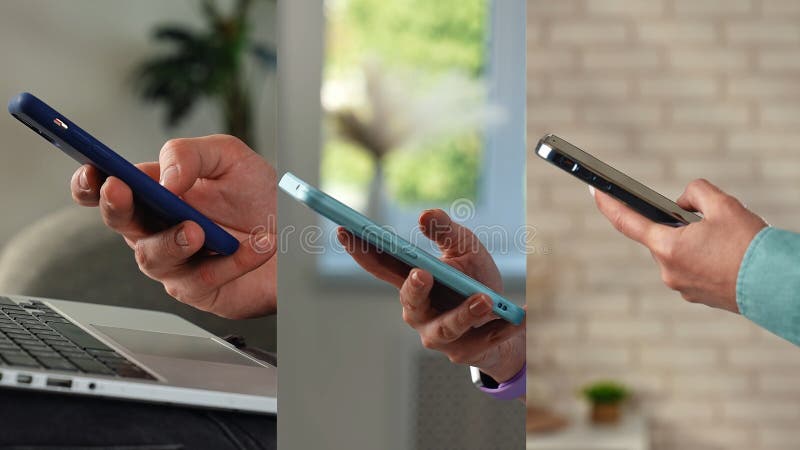 Diverse Group of Hands Using Smartphones for Communication Stock Image ...