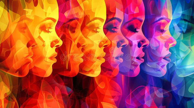 A Diverse Group of Individuals Painted in Various Vibrant Colors ...