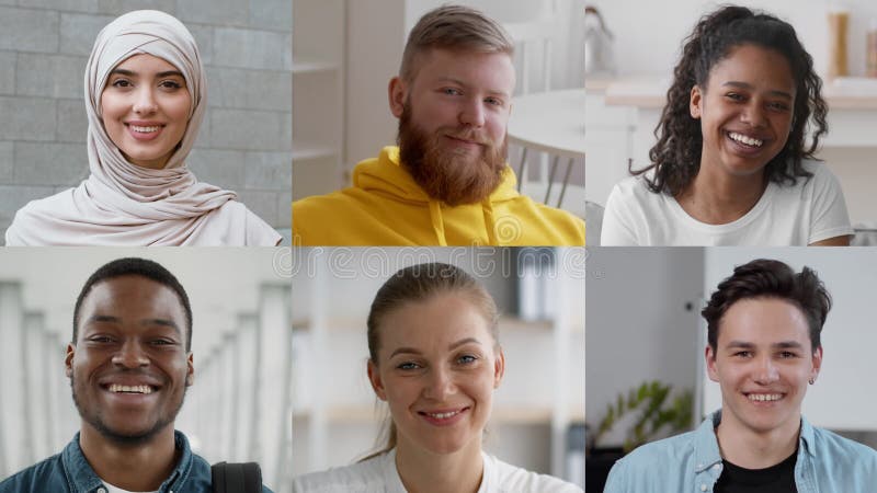 Diverse Group of Individuals Smiling and Engaging in Conversation Stock ...