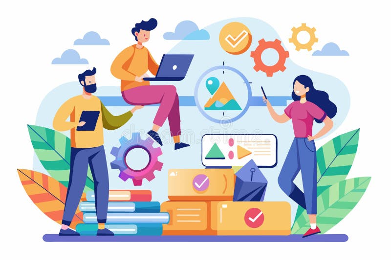 Diverse Group of Individuals Standing Around a Laptop, Engaged in Discussion and Viewing a ...