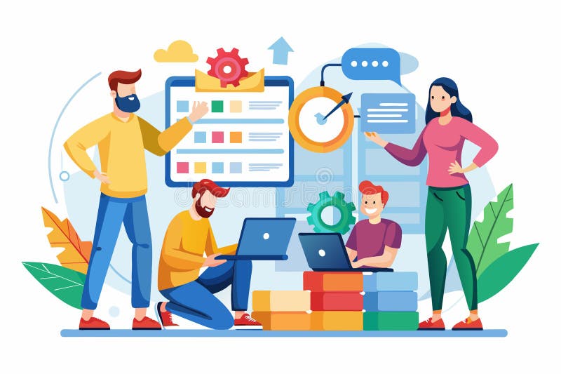 A Diverse Group of Individuals Standing Together Around a Computer ...