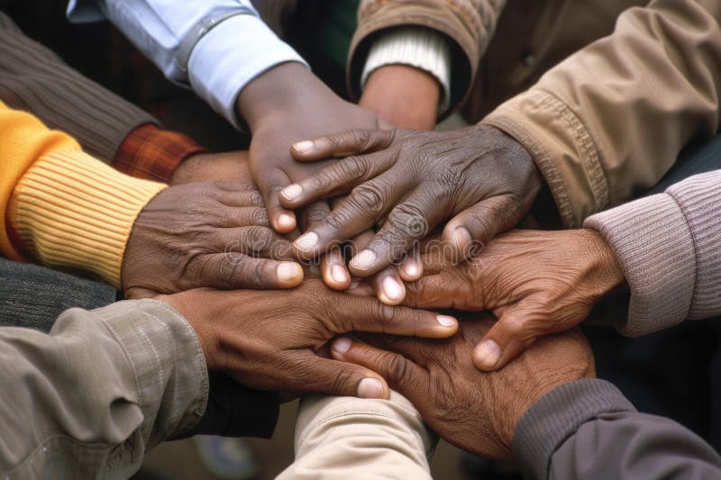 A Diverse Group of Individuals Standing Together, Holding Hands in ...