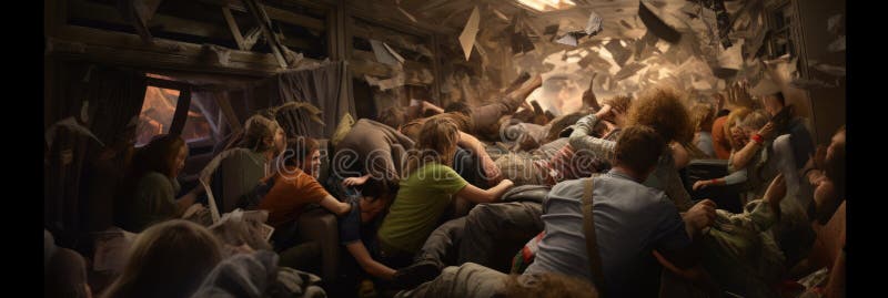 Group of People Standing Inside of a Train. Generative AI. Stock Image ...