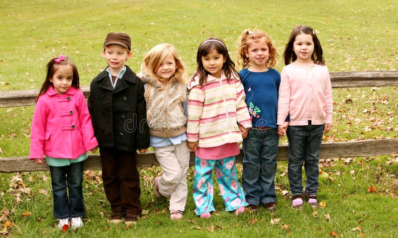 Diverse Group of Little Kids Outside Stock Image - Image of latina ...