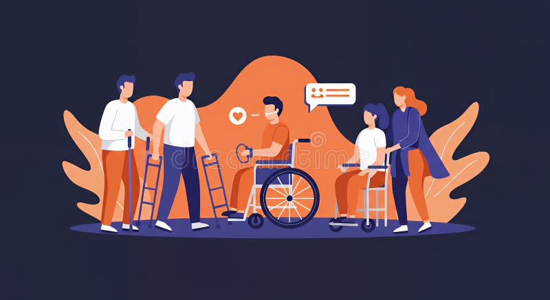 Diverse Group with Mobility Aids in Pixel Art Illustration Promoting ...