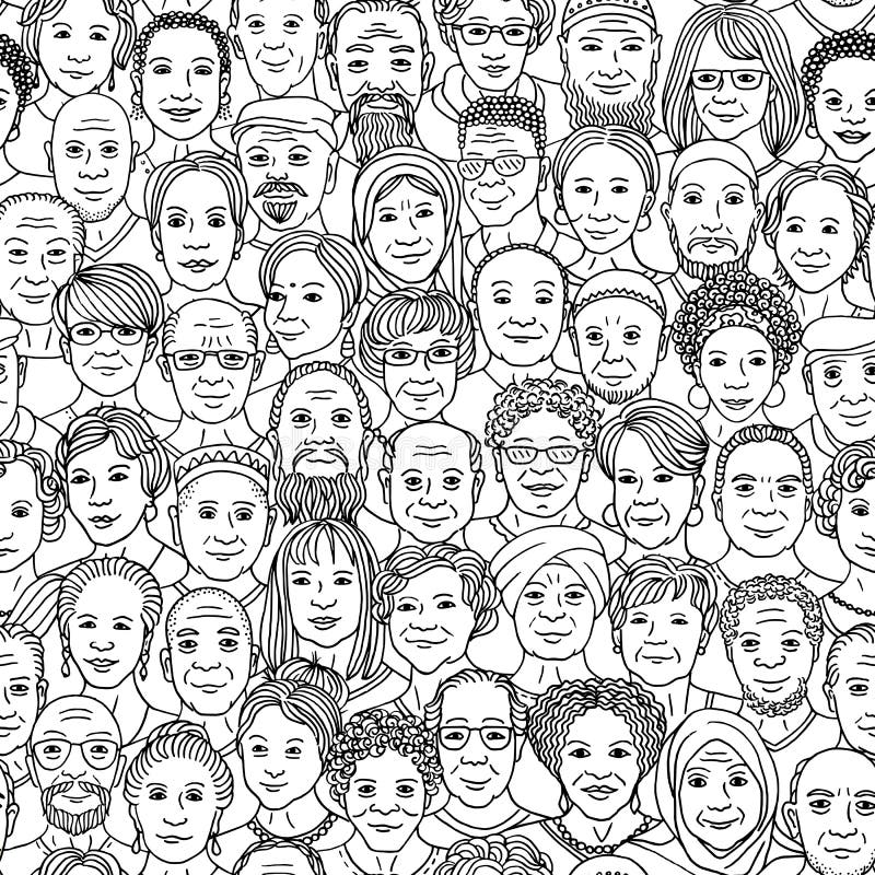 Diverse Group of Older People 50+ Stock Vector - Illustration of drawn ...