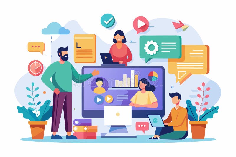 A Diverse Group Participates in a Webinar, Discussing Topics and ...