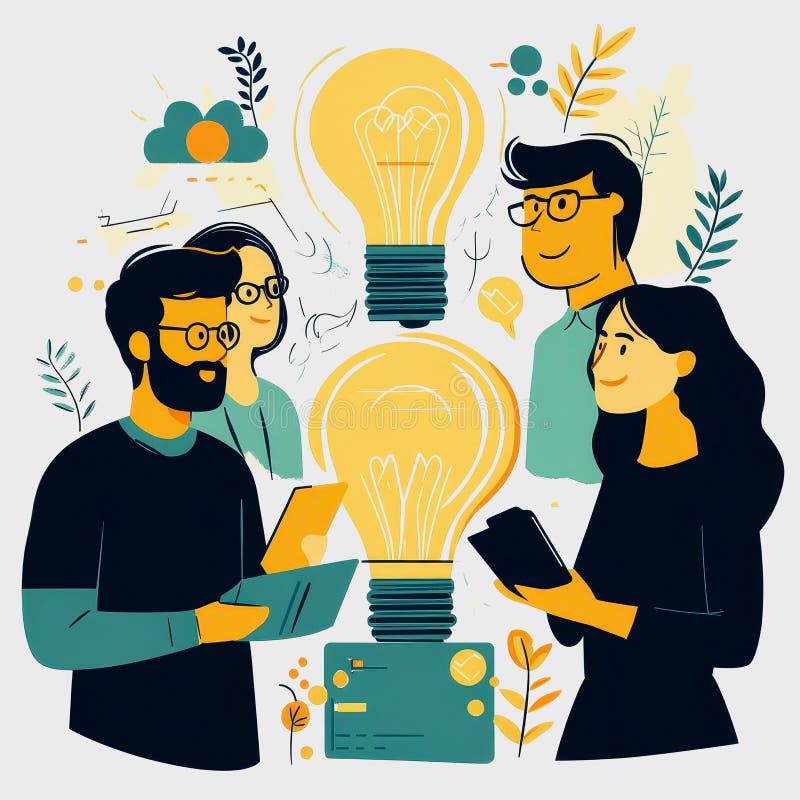 Diverse Group of People Collaborating on Creative Ideas with Light ...