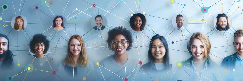 A Diverse Group of People Connected through a Digital Network ...