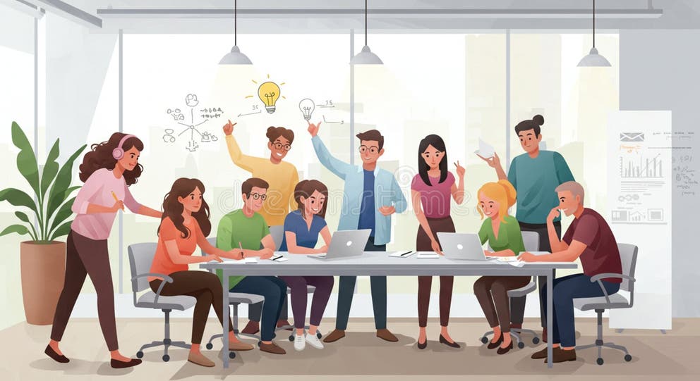 A Diverse Group of People are Engaged in a Collaborative Work ...