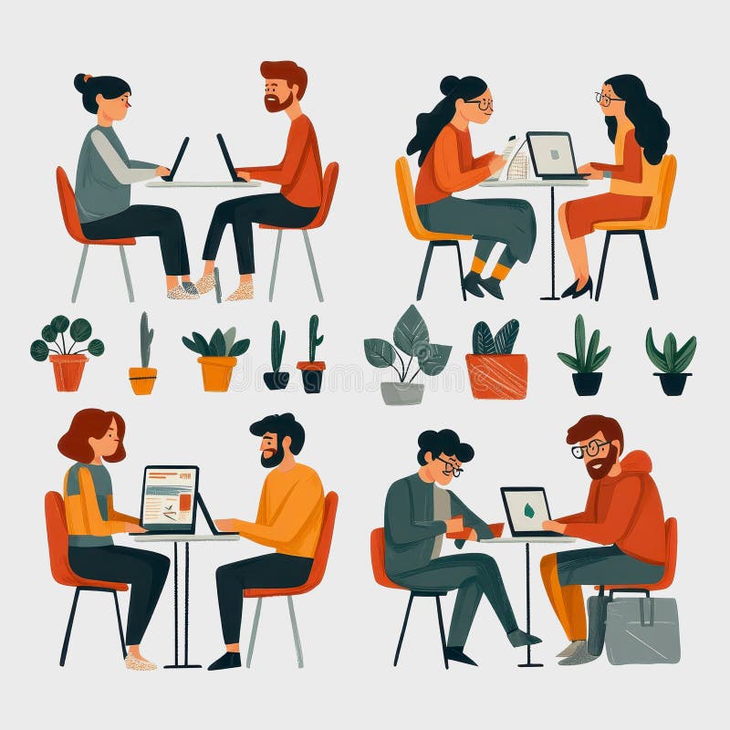 Diverse Group of People Engaged in Collaborative Work at Modern ...