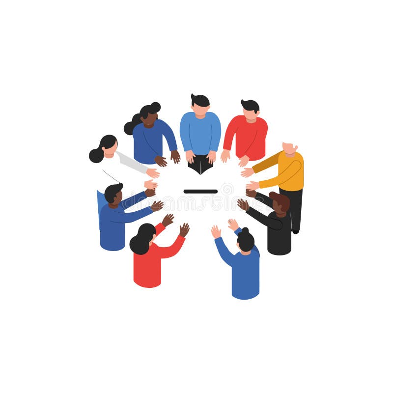 Diverse Group of People Engaged in Discussion Around a Circular Table ...