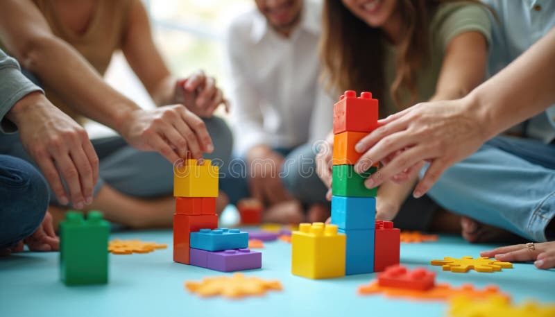 Diverse Group of People Engaged in Team Building. they Collaborate ...