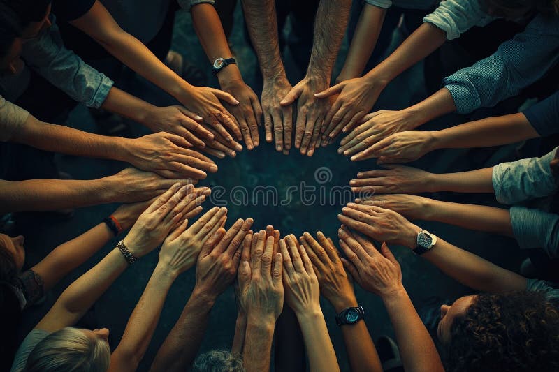 A Circle of People Joining Hands Together, Showing Unity and ...