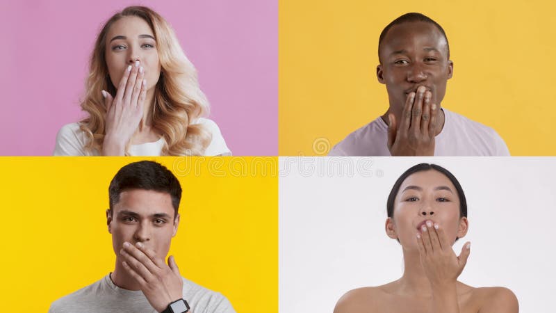 Diverse Group of People Expressing Emotions in a Colorful Collage ...