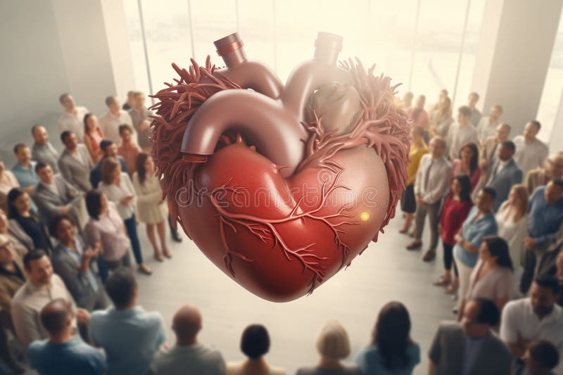 Diverse Group of People Forming a Heart Shape Stock Illustration ...