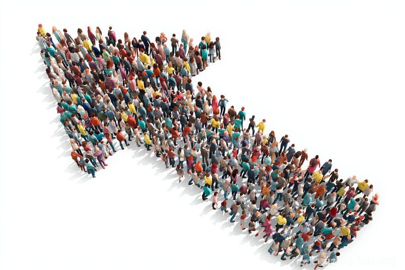 Diverse Group of People Forming Upward-Pointing Arrow – Vibrant Symbol ...
