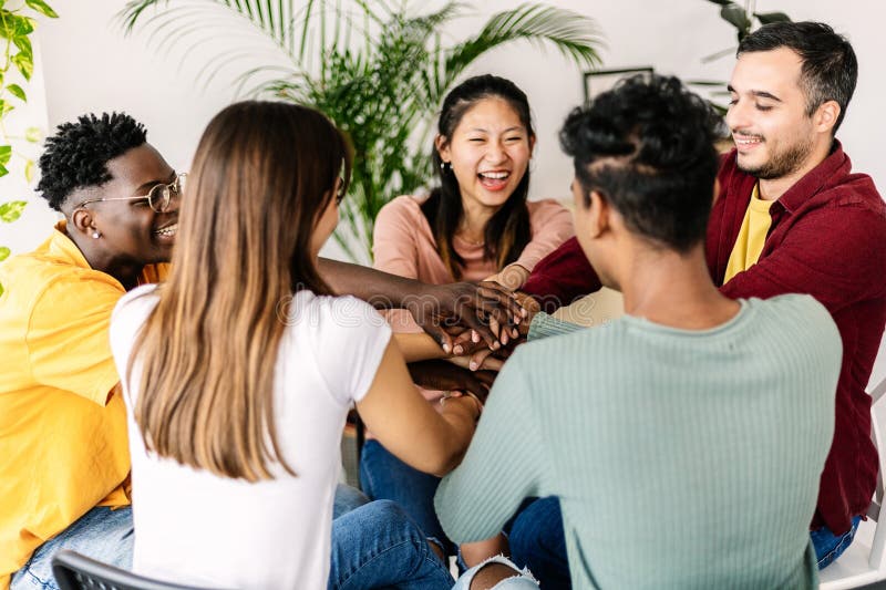 Diverse Group of People Gathered at Therapy Session. Help and Support ...