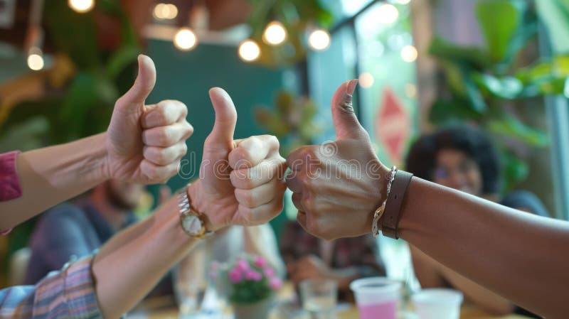 Diverse Group of People Giving Thumbs Up AIG535 Stock Image - Image of ...