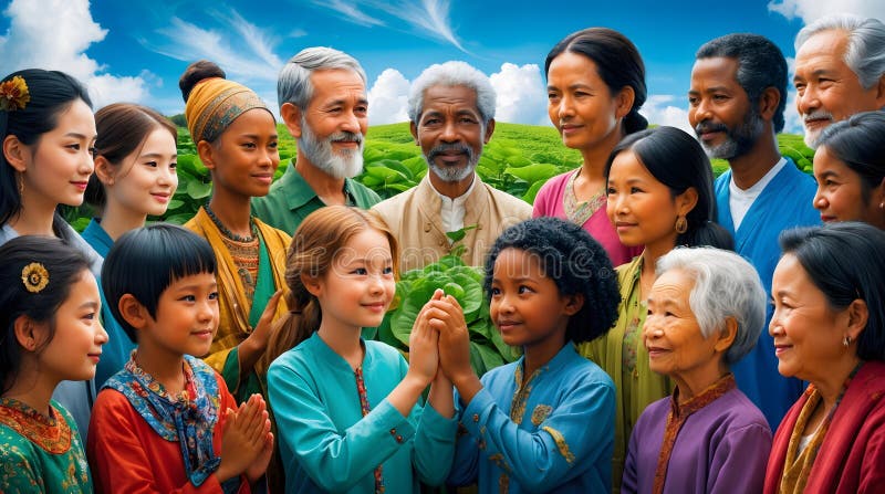 Diverse Group of People Holding Hands in Unity Outdoors ...