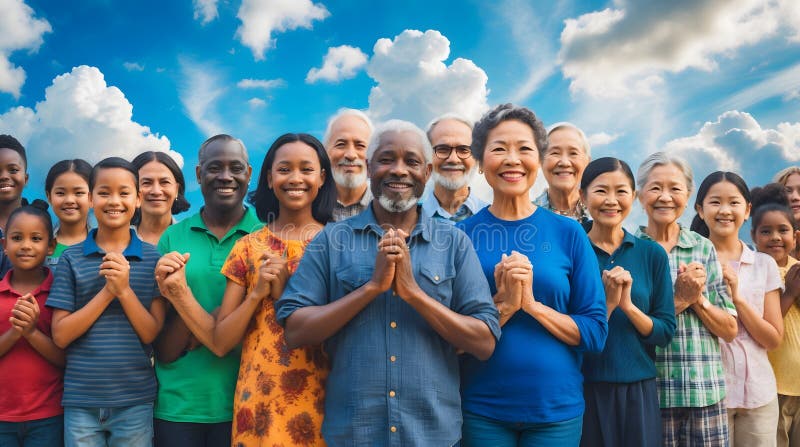 Diverse Group of People Holding Hands in Unity Outdoors ...