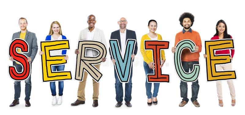 Diverse Group of People Holding Text Service Stock Image - Image of ...