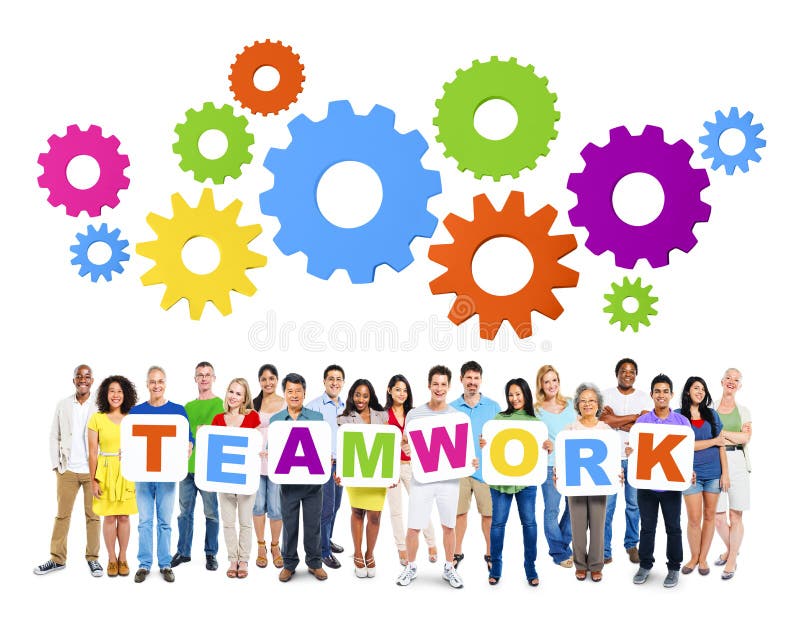Diverse Group of People Holding Word Teamwork Stock Image - Image of ...