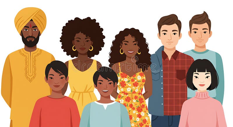 Diverse Group of People Illustration Standing Together Representation ...