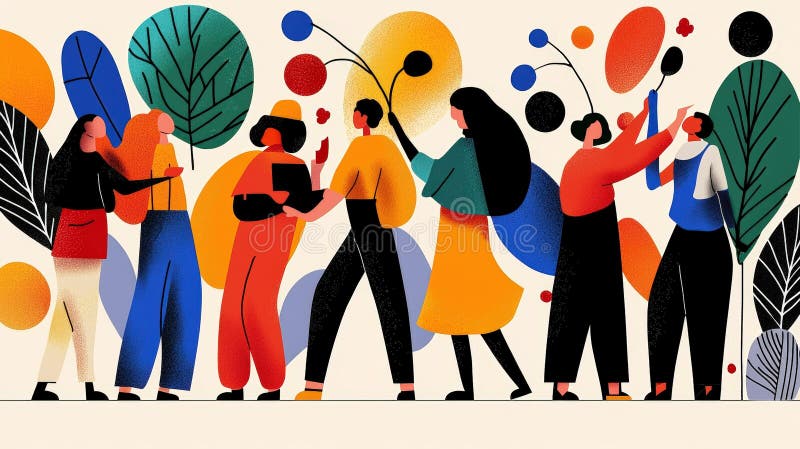 Diverse Group of People Interacting Together Stock Illustration ...