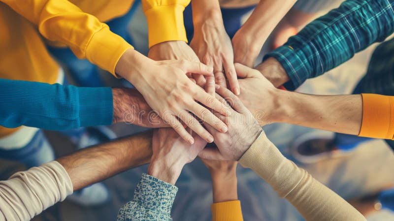 A Diverse Group of People Joining Hands Together in a Sign of Unity and ...