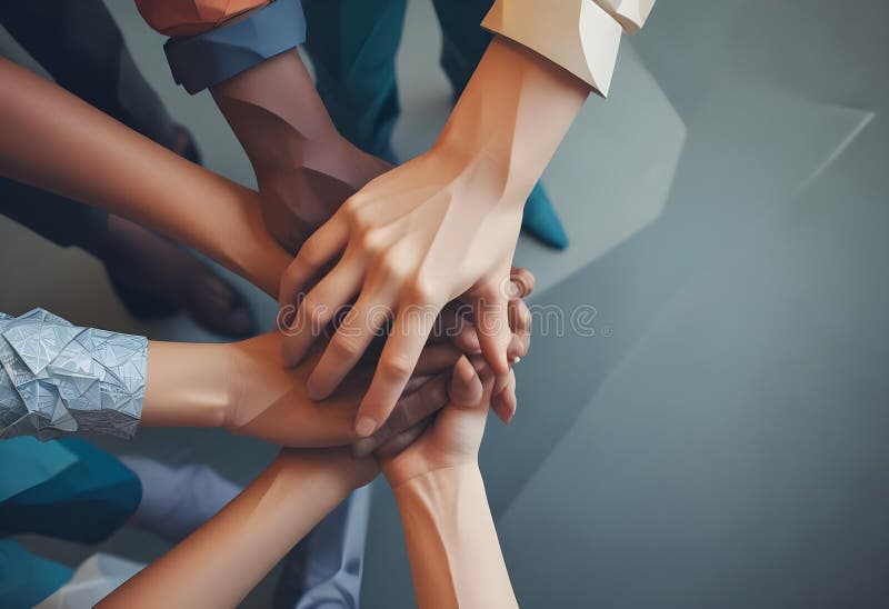 Diverse Group of People Joining Hands in Unity and Teamwork ...