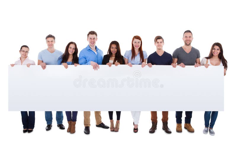 Excited Group of Diverse People Holding Banner Stock Photo - Image of ...