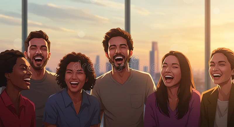 Diverse Group of People Share a Moment of Genuine Laughter Against a ...