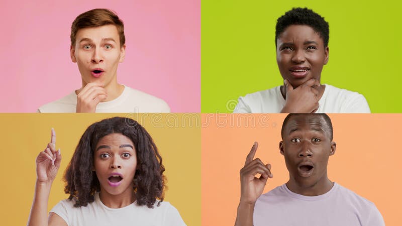 Diverse Group of People Showing Various Emotions in a Collage Format ...